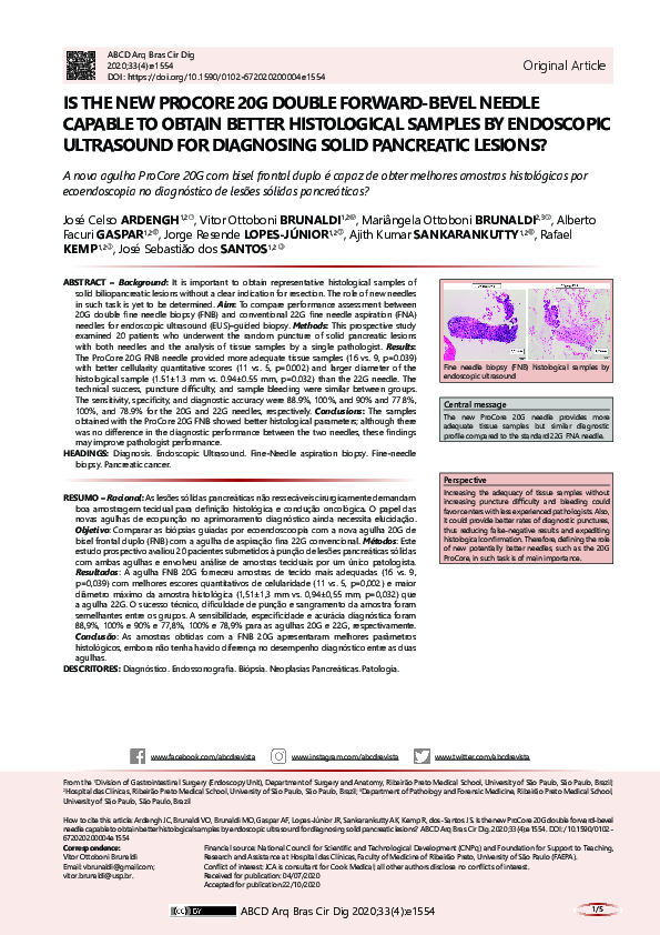 (PDF) Is the New Procore 20G Double Forward-Bevel Needle Capable to ...
