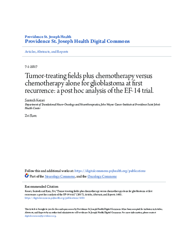 (PDF) Tumor-treating fields plus chemotherapy versus chemotherapy alone ...