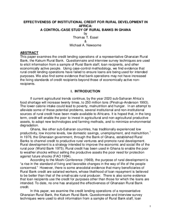 (PDF) Effectiveness of Institutional Credit for Rural Development in ...