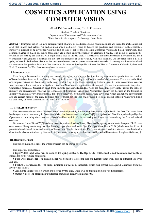 (PDF) Cosmetics Application Using Computer Vision