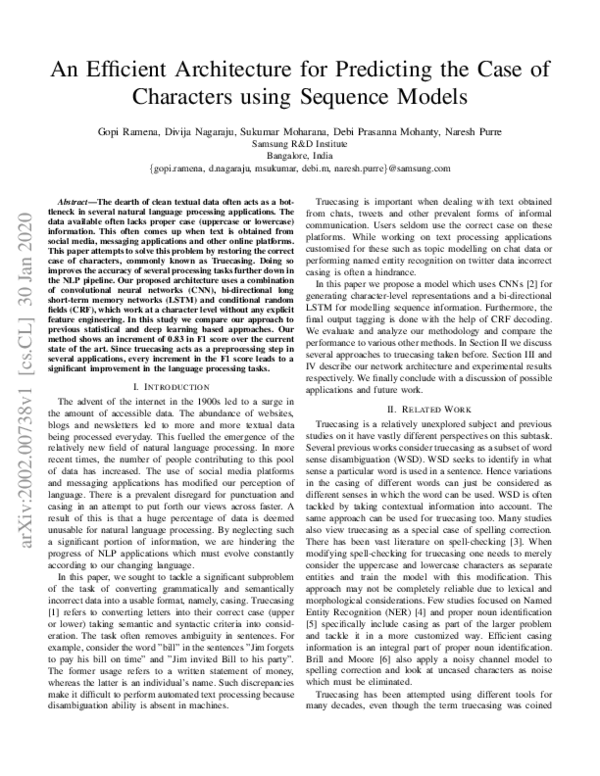(PDF) An Efficient Architecture for Predicting the Case of Characters using Sequence Models