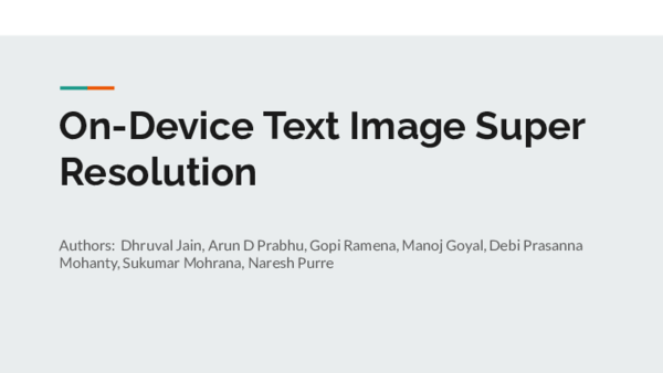 (PDF) On-Device Text Image Super Resolution