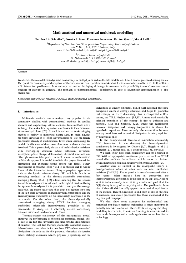 Pdf Mathematical And Numerical Multiscale Modelling