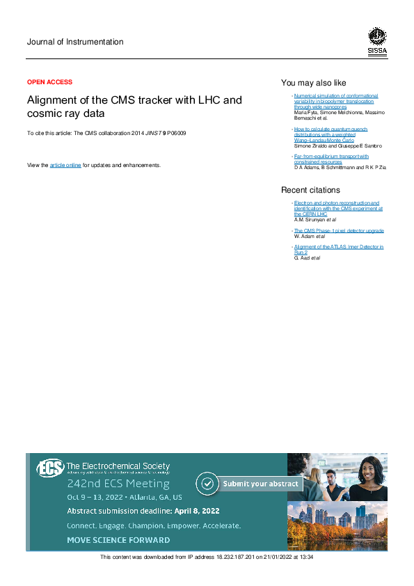 (PDF) Alignment of the CMS tracker with LHC and cosmic ray data ...