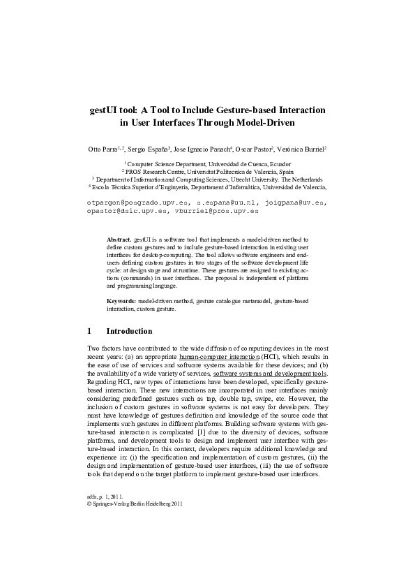 Pdf Gestui Tool A Tool To Include Gesture Based Interaction In User Interfaces Through Model
