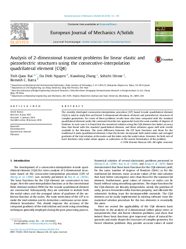 Pdf Analysis Of 2 Dimensional Transient Problems For Linear Elastic And Piezoelectric