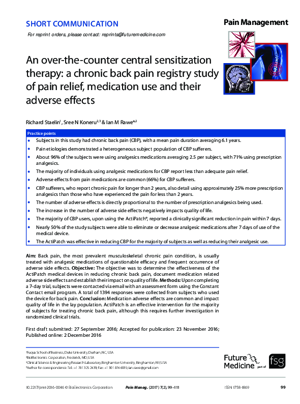 (PDF) An over-the-counter central sensitization therapy: a chronic back ...