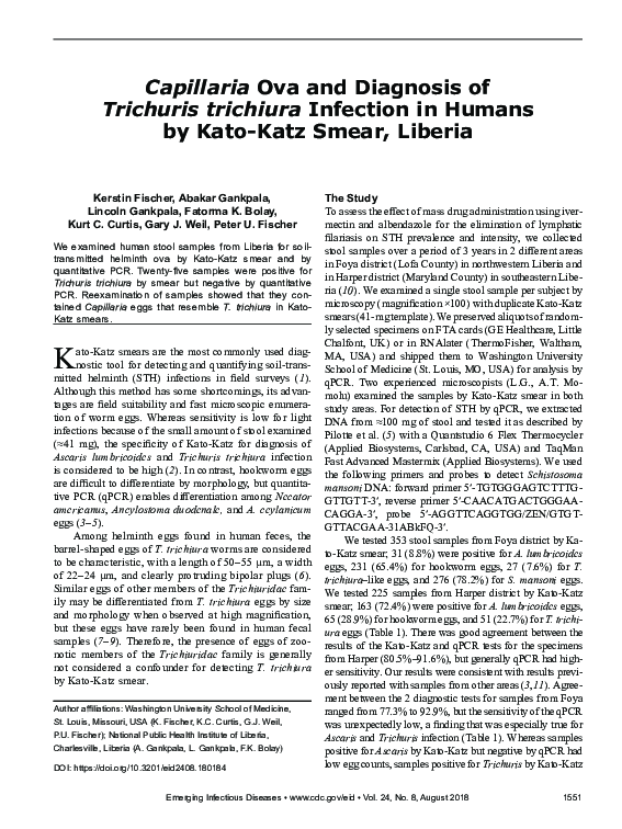 (PDF) Capillaria Ova and Diagnosis of Trichuris trichiura Infection in ...