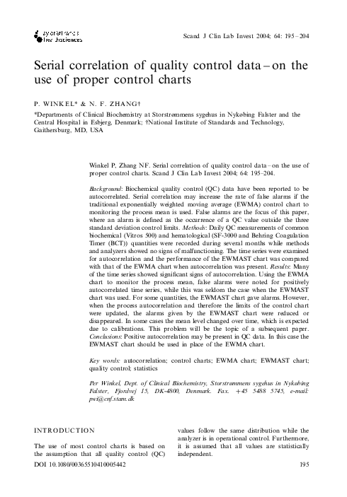 (PDF) Serial correlation of quality control data–on the use of proper ...