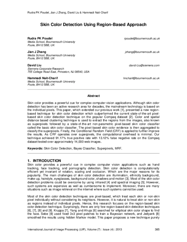 Pdf Skin Color Detection Using Region Based Approach