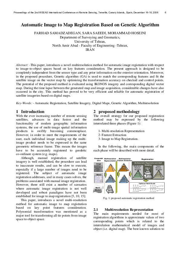 (PDF) Automatic Image to Map Registration Based on Genetic Algorithm