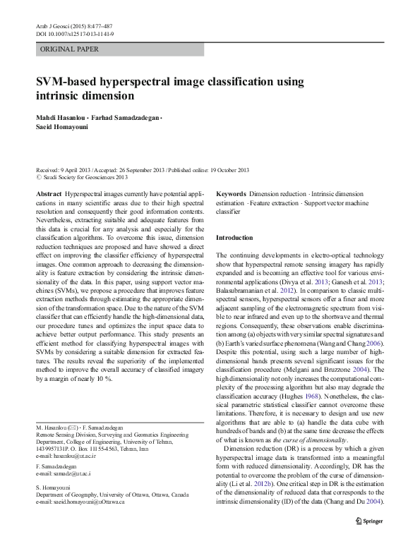 Pdf Svm Based Hyperspectral Image Classification Using Intrinsic