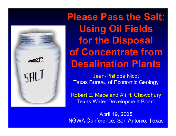 (PDF) Pass the Salt : Using Oil Fields for the Disposal of Concentrate ...