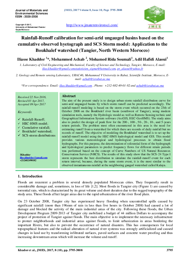 (PDF) Rainfall-Runoff calibration for semi-arid ungauged basins based ...