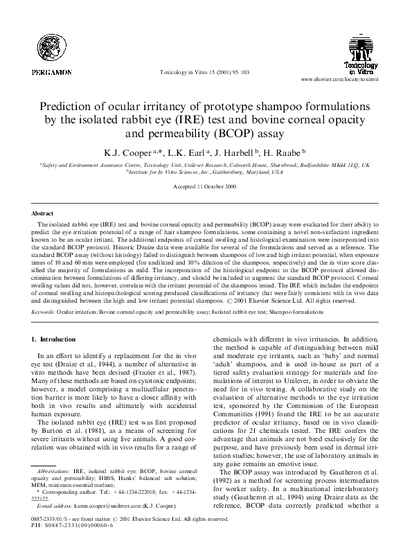 (PDF) Prediction of ocular irritancy of prototype shampoo formulations ...