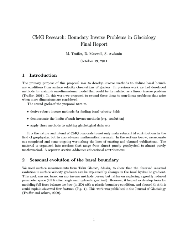 (PDF) CMG Research: Boundary Inverse Problems in Glaciology Final Report