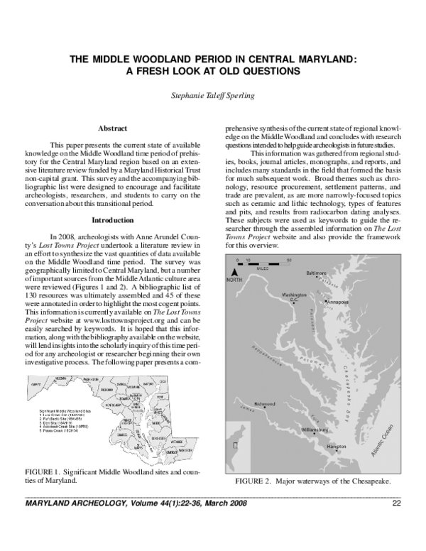 (PDF) The Middle Woodland Period in Central Maryland : A Fresh Look at ...