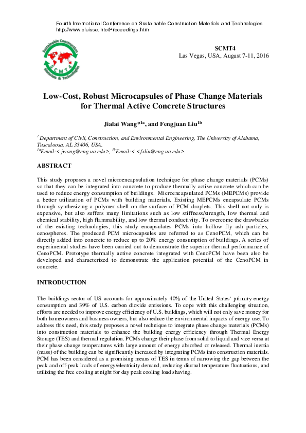 (PDF) Low-Cost, Robust Microcapsules of Phase Change Materials for ...