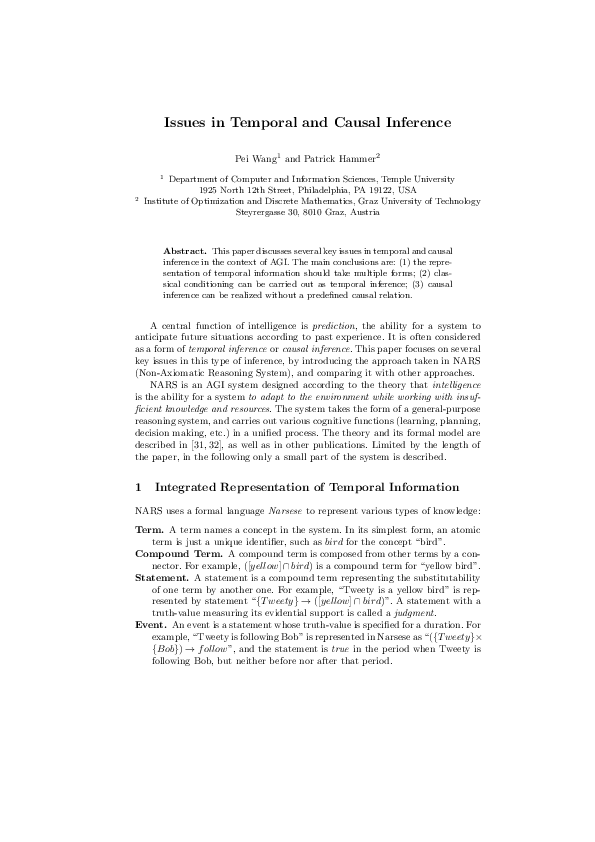 (PDF) Issues in Temporal and Causal Inference