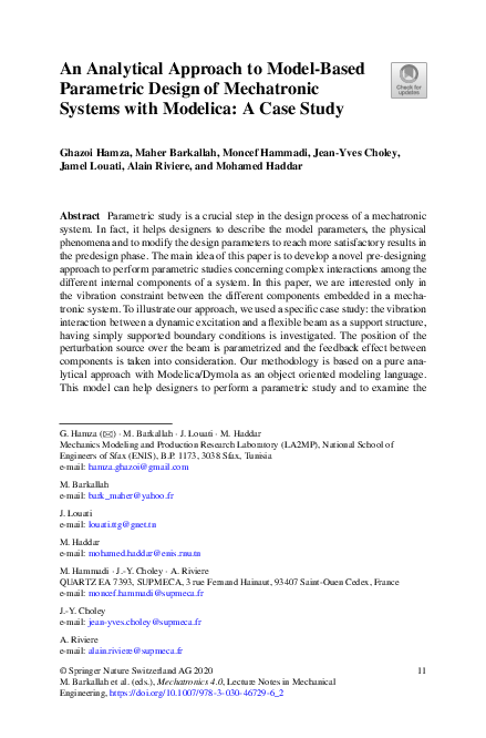 (PDF) An Analytical Approach to Model-Based Parametric Design of Mechatronic Systems with ...