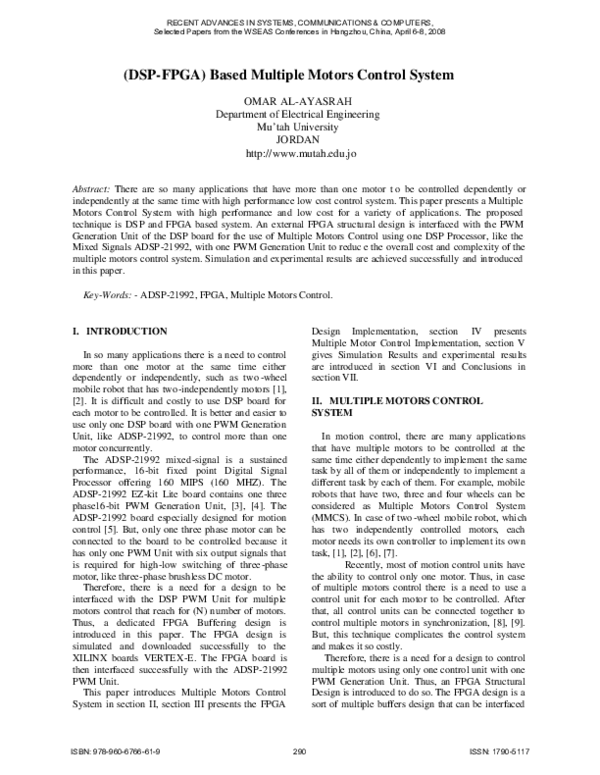 (PDF) (DSP-FPGA) based multiple motors control system