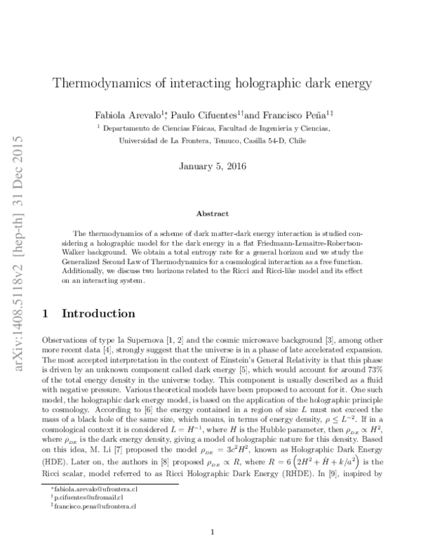 (PDF) Thermodynamics of interacting holographic dark energy