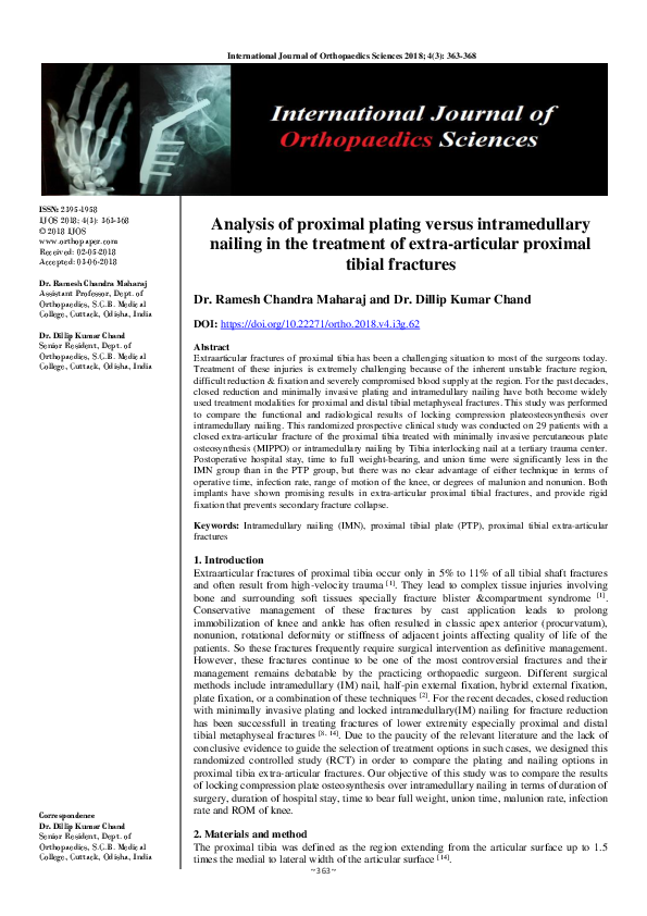 (PDF) Analysis of proximal plating versus intramedullary nailing in the treatment of extra ...