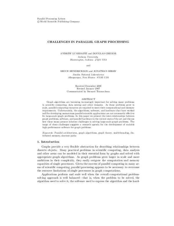 Pdf Challenges In Large Scale Graph Processing