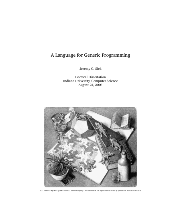 Pdf A Language For Generic Programming