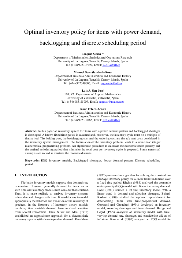 (PDF) Optimal Inventory Policy with Backlogging and Power Demand