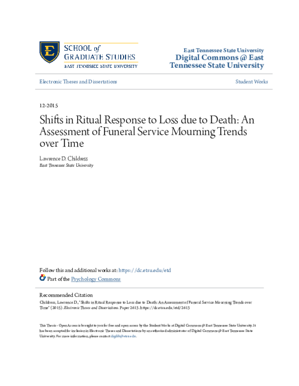 (PDF) Shifts in Ritual Response to Loss due to Death: An Assessment of ...