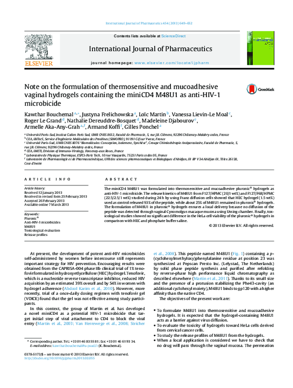 (PDF) Note on the formulation of thermosensitive and mucoadhesive vaginal hydrogels containing ...