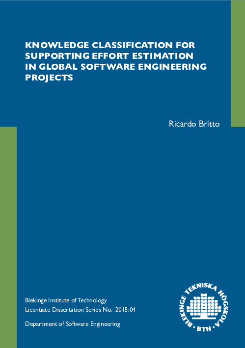(PDF) Knowledge Classification for Supporting Effort Estimation in Global Software Engineering ...