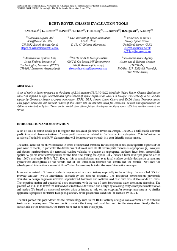 (PDF) Rover Chassis Evaluation Tools