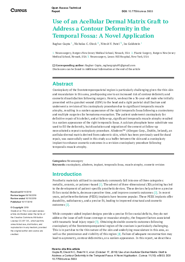 (PDF) Use of an Acellular Dermal Matrix Graft to Address a Contour ...