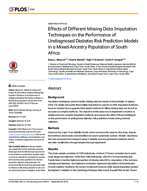 Pdf Effects Of Different Missing Data Imputation Techniques On The