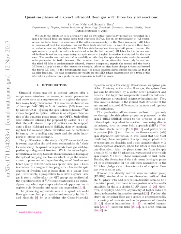 (PDF) Quantum phases of a spin-1 ultracold Bose gas with three-body ...