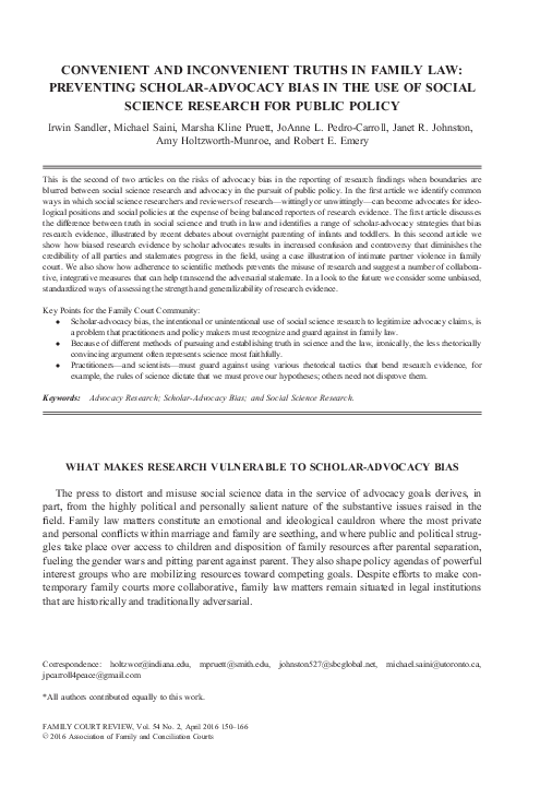 (PDF) Convenient and Inconvenient Truths in Family Law: Preventing ...