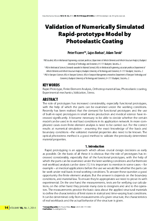 (PDF) Validation of Numerically Simulated Rapid-prototype Model by ...