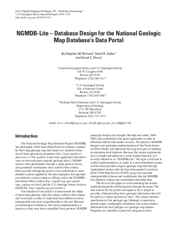 (PDF) NGMDB-Lite - Database Design for the National Geologic Map ...