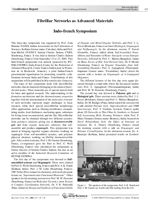 (PDF) Fibrillar Networks as Advanced Materials