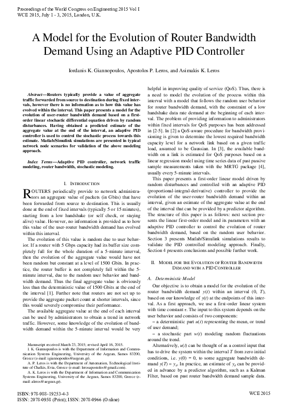 (PDF) A Model for the Evolution of Router Bandwidth Demand Using an ...