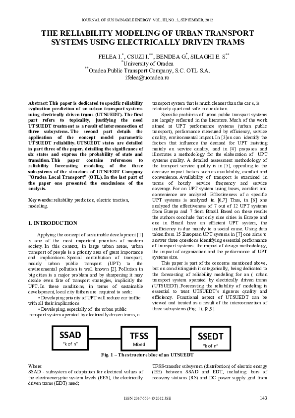 (PDF) The Reliability Modeling of Urban Transport Systems Using ...
