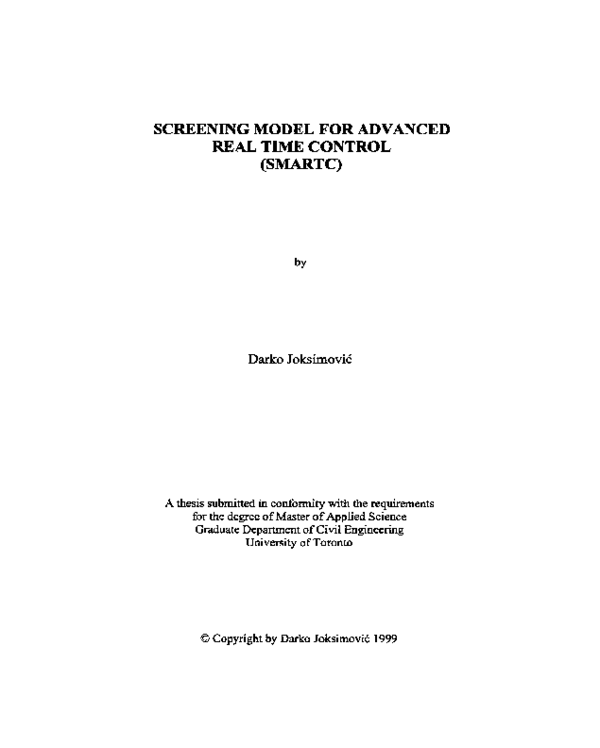 (PDF) Screening model for advanced real time control (SMARTC)