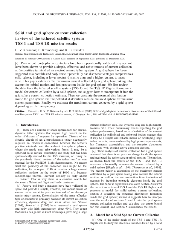 (PDF) Solid and grid sphere current collection in view of the tethered ...