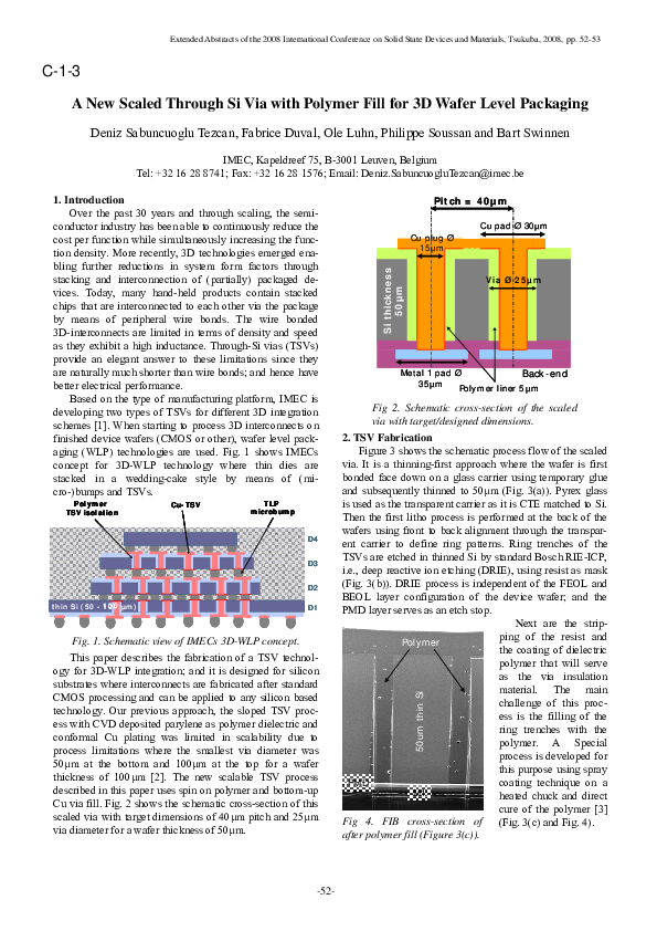 (PDF) A new scaled through Si via with polymer fill for 3D wafer level ...