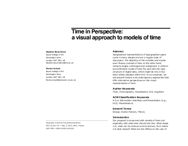 (PDF) Time in Perspective: a visual approach to models of time
