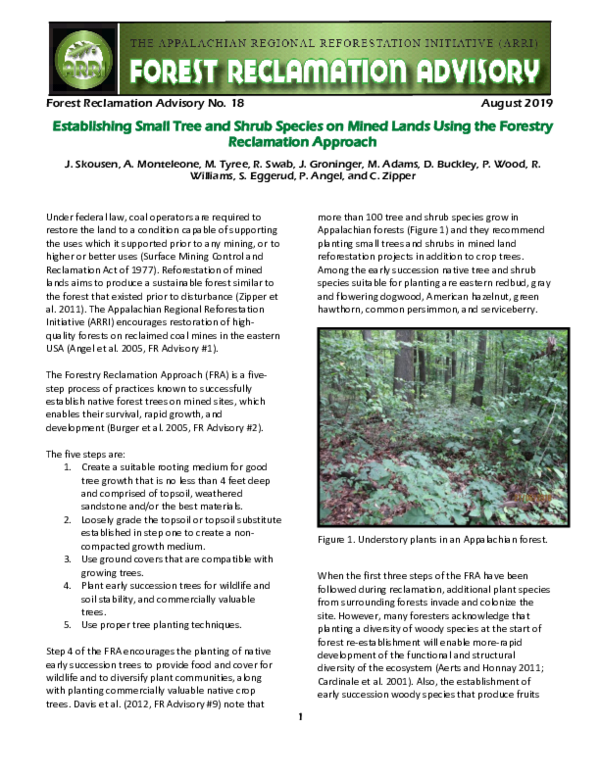 (PDF) Establishing small tree and shrub species on mined lands using ...