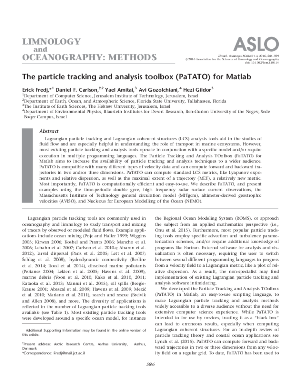 Pdf The Particle Tracking And Analysis Toolbox Patato For Matlab