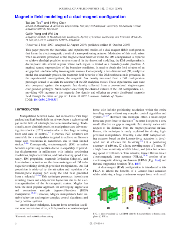 (PDF) Magnetic field modeling of a dual-magnet configuration